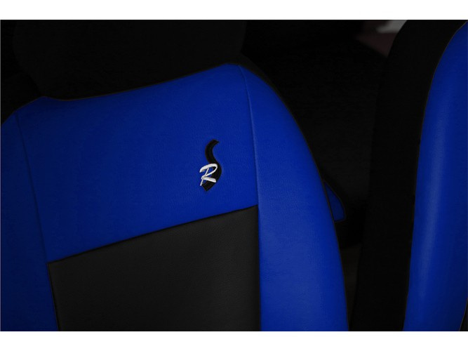 Set huse auto Road Pok-Ter din piele ecologica Negru/Albastru Albastru ...